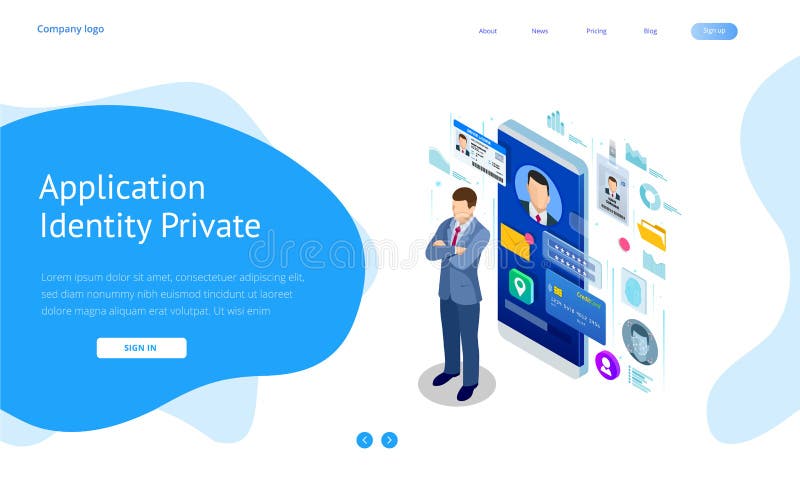 Isometric Personal Data Information App, Identity Private Concept ...