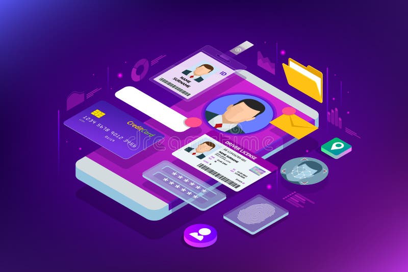 Isometric Personal Data Information App, Identity Private Concept ...