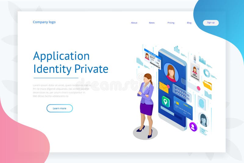 Isometric Personal Data Information App, Identity Private Concept ...