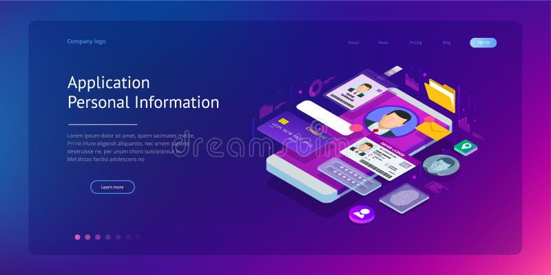 Isometric Personal Data Information App, Identity Private Concept ...