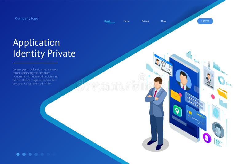 Isometric Personal Data Information App, Identity Private Concept ...