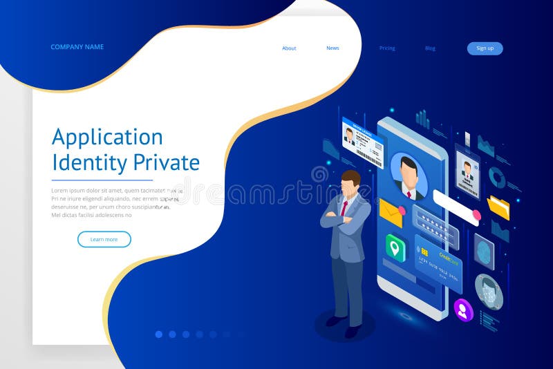 Isometric Personal Data Information App, Identity Private Concept ...