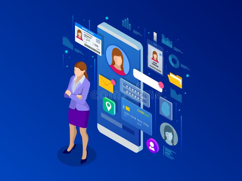 Isometric Personal Data Information App, Identity Private Concept ...