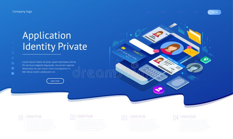 Isometric Personal Data Information App, Identity Private Concept ...