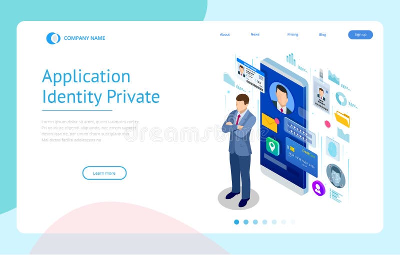 Isometric Personal Data Information App, Identity Private Concept ...