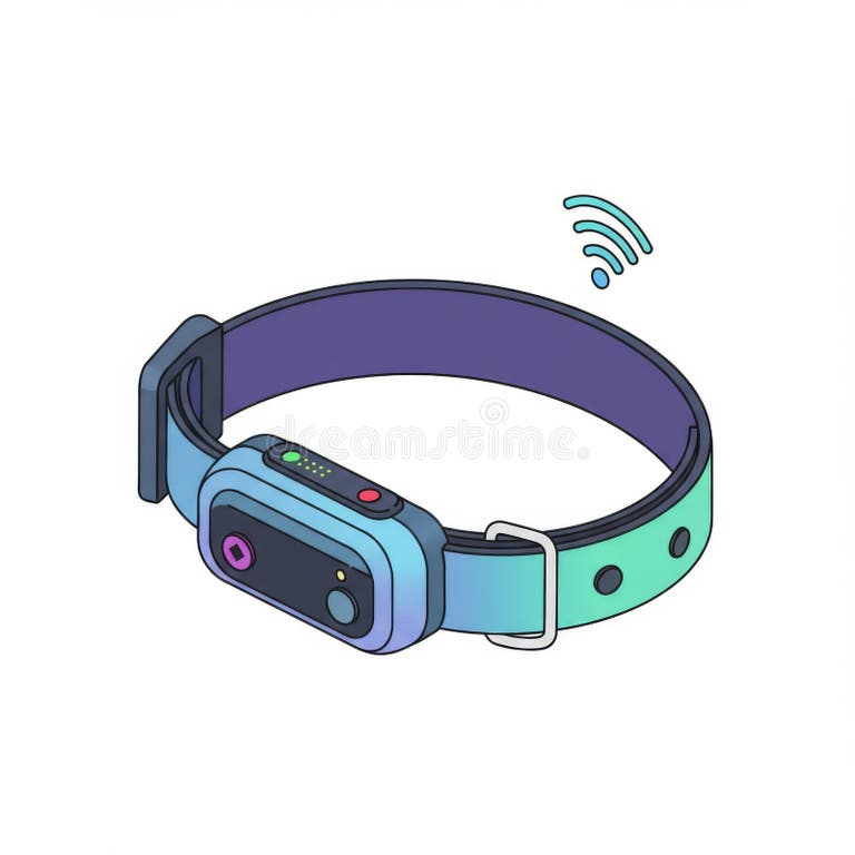 Isometric Pet Smart Collar with GPS Tracker Stock Illustration ...
