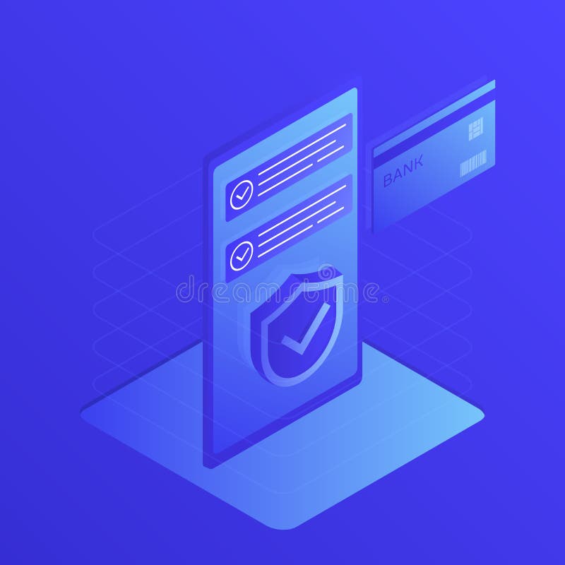 Concept of Mobile Payments, Personal Data Protection. Modern Flat ...