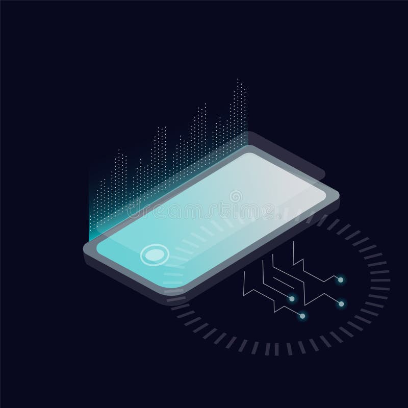 Isometric Phone with Illuminated Techno Notes Stock Vector ...
