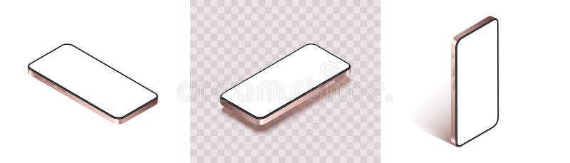 Isometric Phone Mockup Different Angles Isolated Stock Vector ...