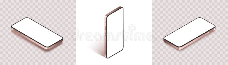 Isometric Phone Mockup in Different Angles. Stock Vector - Illustration ...