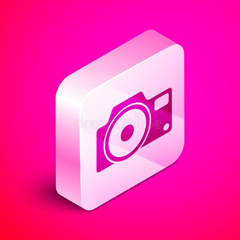 Isometric Photo Camera Icon Isolated on Pink Background. Foto Camera ...