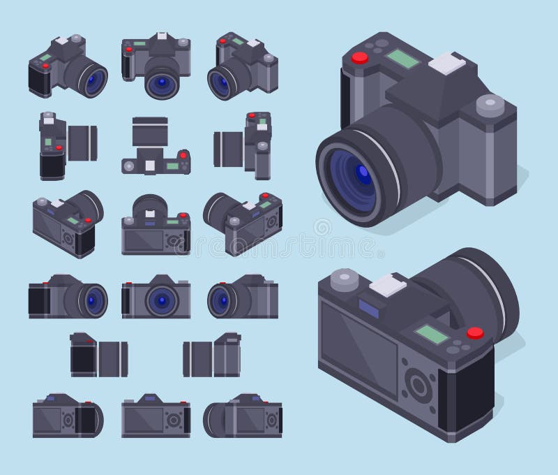 Isometric photo camera stock vector. Illustration of graphic - 56269755