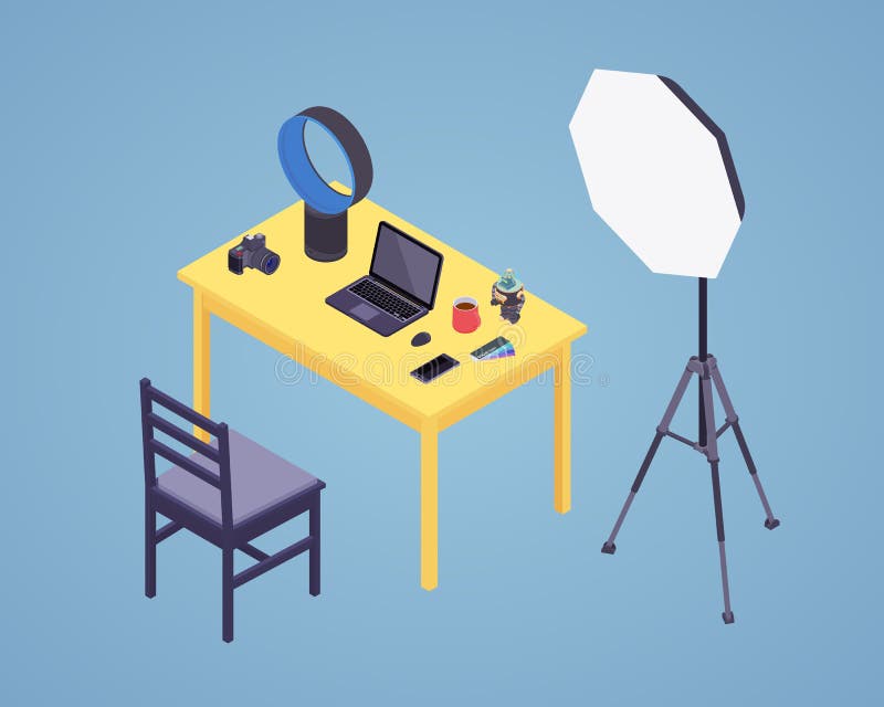Isometric Photo Cameras, Tripods and Softboxes Stock Vector ...