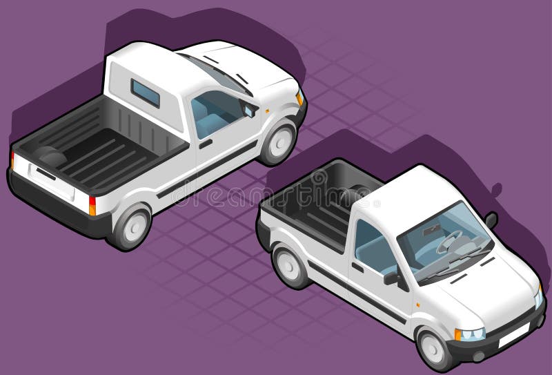 Isometric pickup van stock vector. Illustration of wheels - 21432266