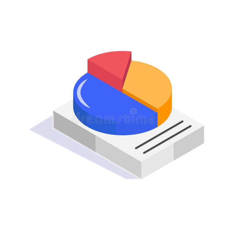 Isometric Pie Chart Icon Denoting Data Distribution, Analysis, and ...
