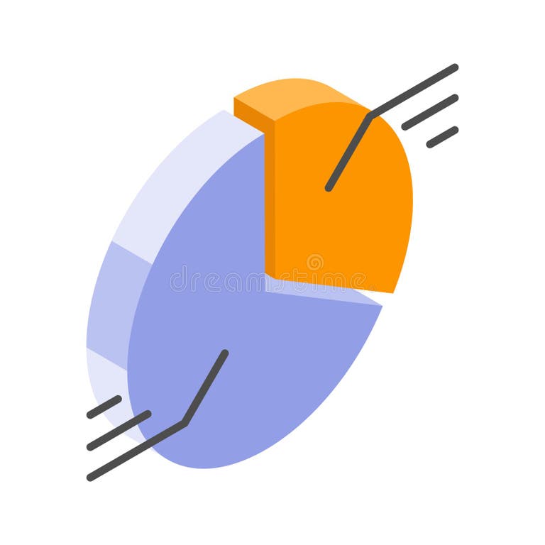 Isometric Pie Chart Icon Highlighting Specific Data Segments for ...