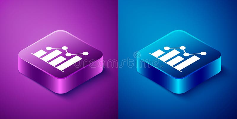 Isometric Pie Chart Infographic Icon Isolated on Blue and Purple ...
