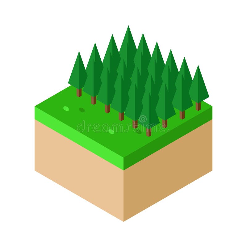 Isometric Piece of Land with Tree Vector Illustration Stock Vector ...