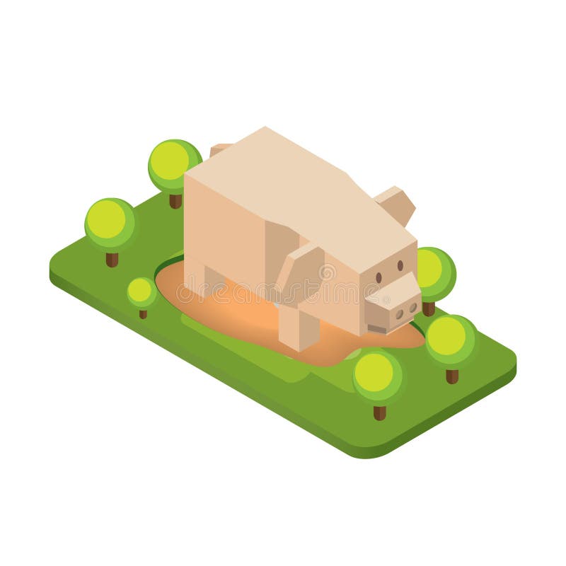 Isometric Pig. Vector Illustration Decorative Design Stock Vector ...