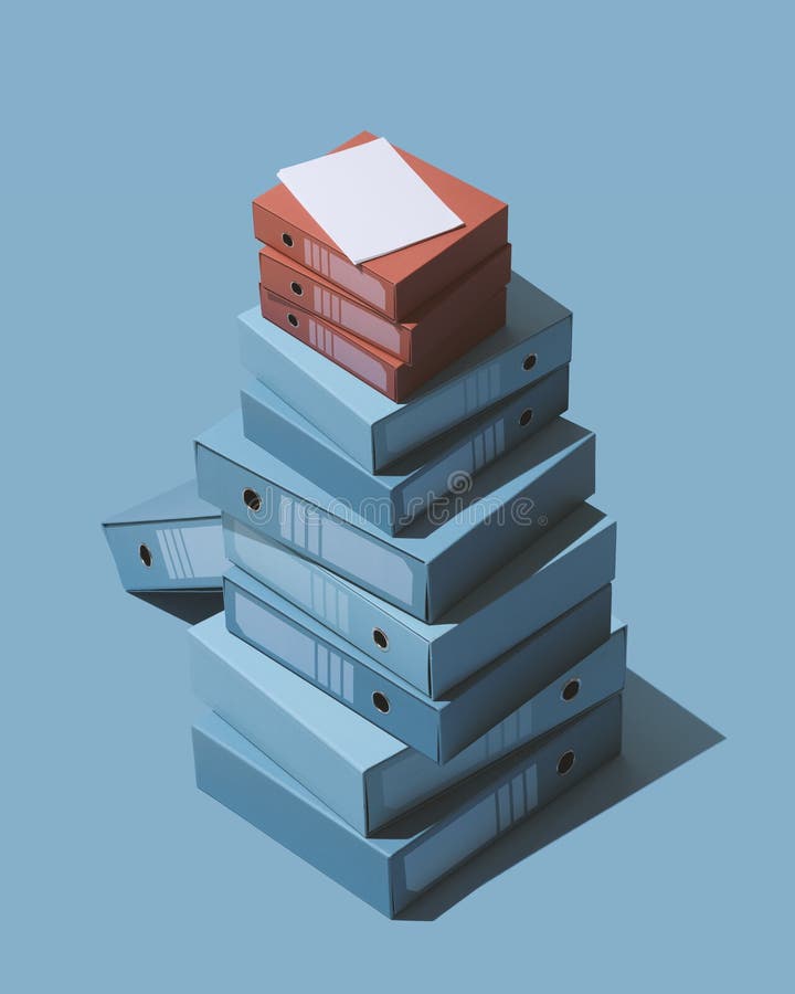 Isometric Pile of Ring Binders and Files Stock Illustration ...