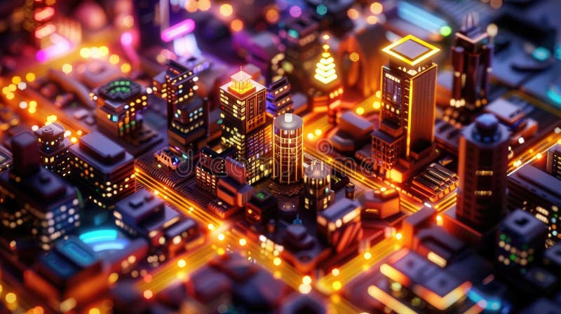 Isometric Pixel Art of Cyberpunk City Stock Illustration - Illustration ...
