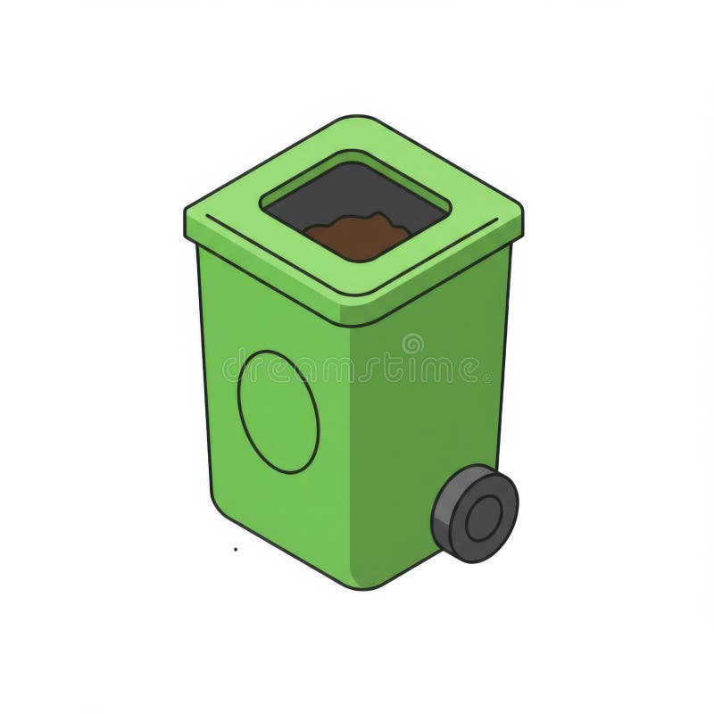 Isometric Pixel Art Green Trash Can with Brown Waste Stock Illustration ...