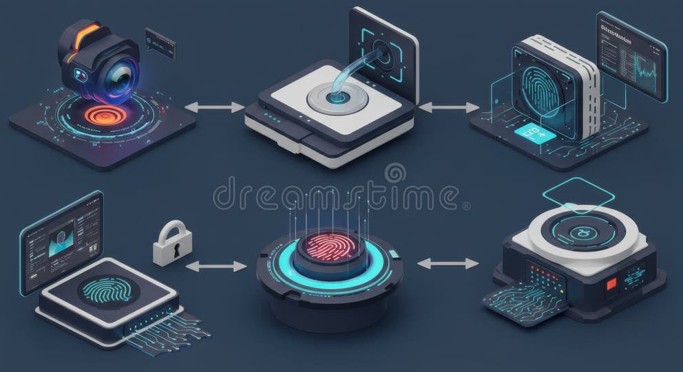 Isometric Pixel Art Illustration of a Data Processing Network Stock ...