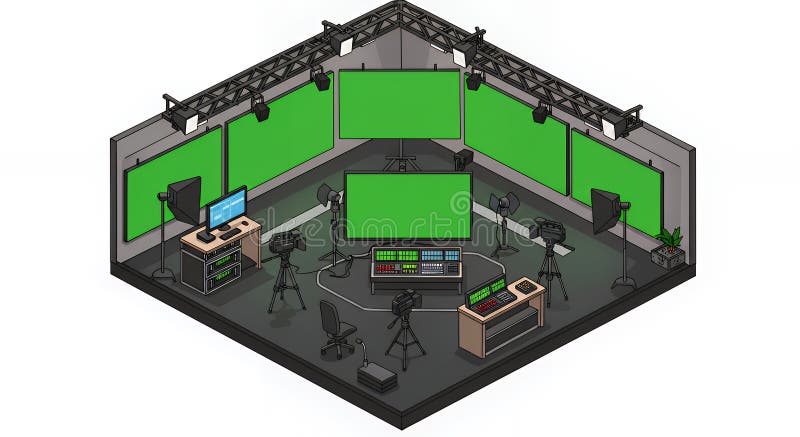 Isometric Pixel Art of a Professional Streaming Studio Stock ...