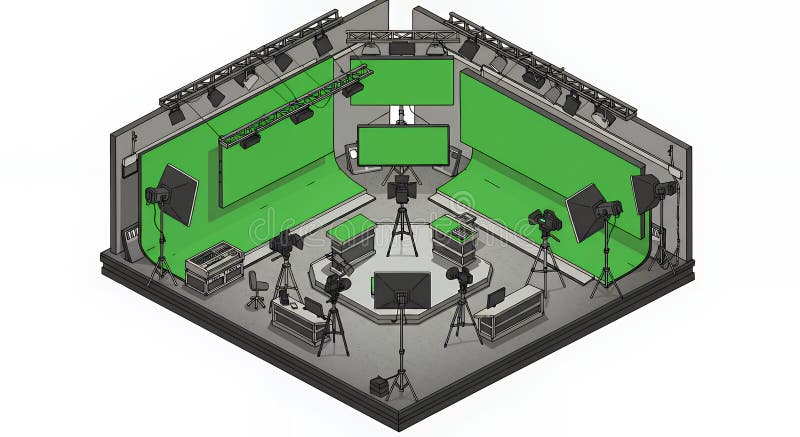 Isometric Pixel Art of a Professional Streaming Studio Stock ...