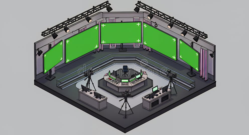 Isometric Pixel Art of a Professional Streaming Studio Stock ...