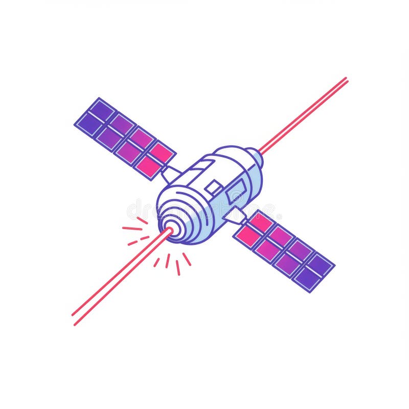 Isometric Pixel Art Satellite with Laser Beam Stock Illustration ...