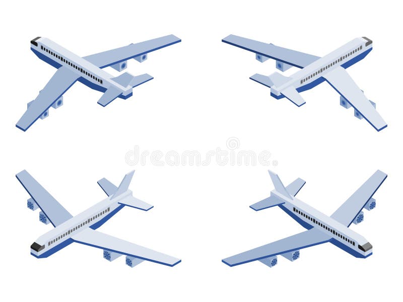 Isometric Plane in Different Angles on White Stock Illustration ...