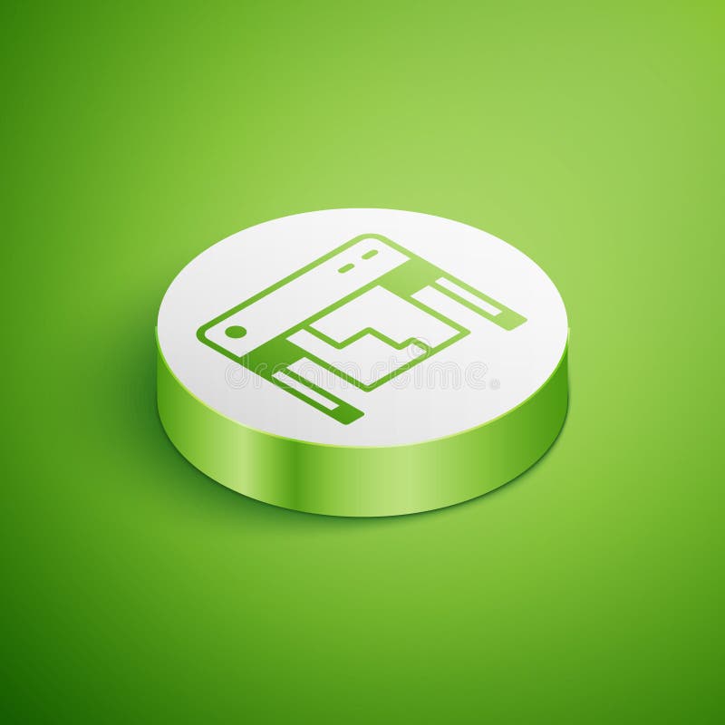 Isometric Plotter Icon Isolated on Green Background. Large Format ...
