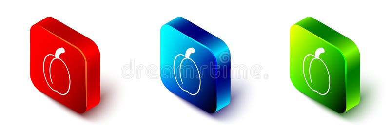 Isometric Plum Fruit Icon Isolated Isometric Background. Red, Blue and ...