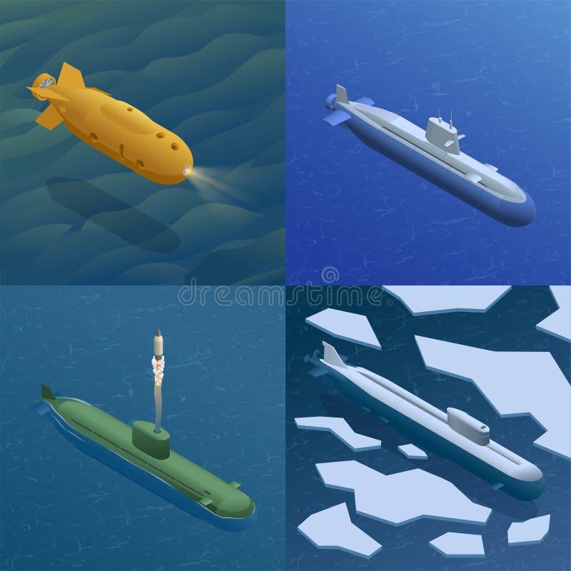 Isometric Submarines Pool Composition Stock Vector - Illustration of ...