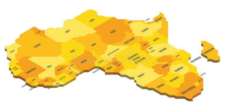 Isometric Political Map Of Africa Stock Vector Illustration Of Shape
