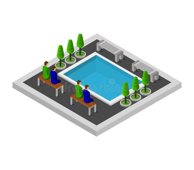 Isometric Pool Vector Graphic Illustration. Stock Illustration ...