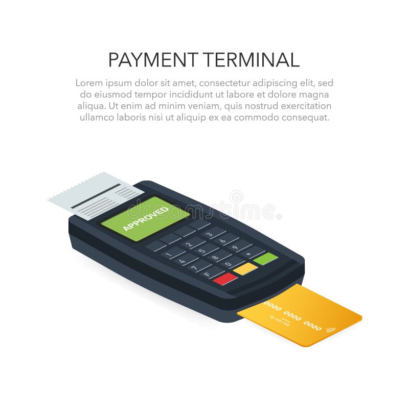 Isometric POS Terminal Confirms the Payment by Debit Credit Card ... Isometric POS Terminal Confirms the Payment by Debit Credit Card ...
