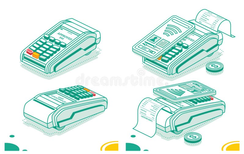 Isometric POS Terminal Isolated on White Background. Payment Machine ... Isometric POS Terminal Isolated on White Background. Payment Machine ...