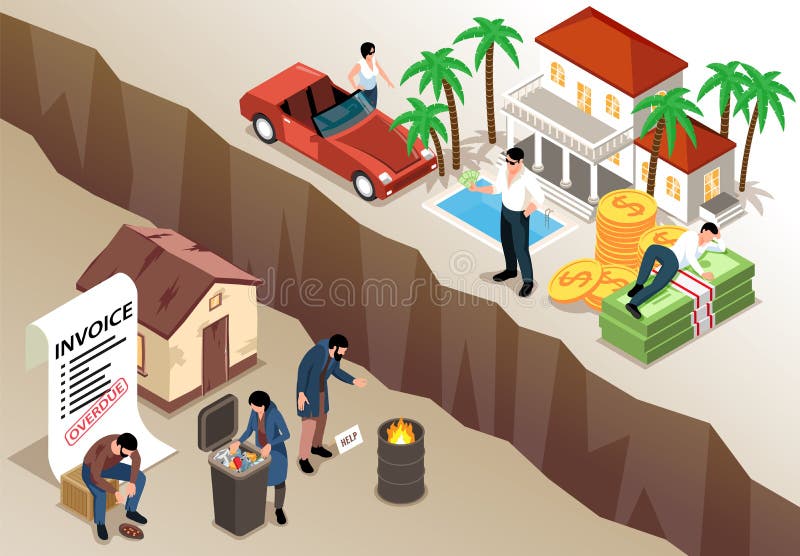 Isometric Poverty and Wealth Illustration Stock Vector - Illustration ...