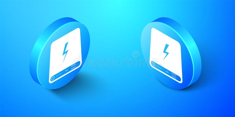 Isometric Power Bank Icon Isolated on Blue Background. Portable ...