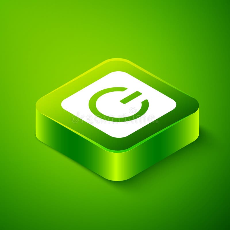 Isometric Power Button Icon Isolated on Blue, Purple and Green ...