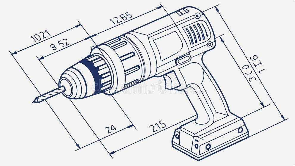 Isometric Power Drill, Tool and Construction Equipment. Vector Design ...