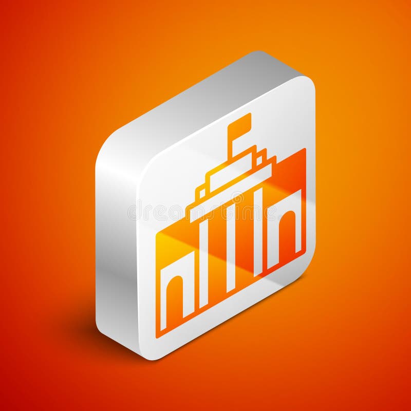 Isometric Prado Museum Icon Isolated on Orange Background. Madrid ...