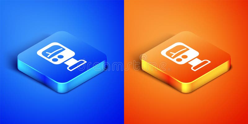 Isometric Pressure Water Meter Icon Isolated on Blue and Orange ...