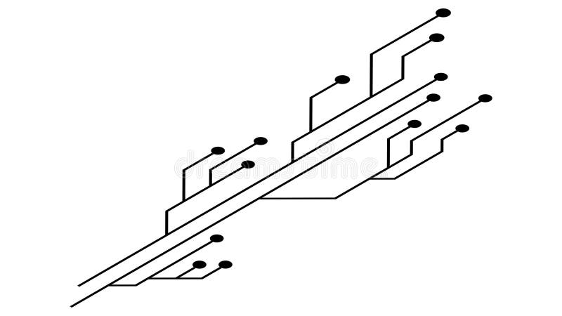 Isometric Printed Circuit Board PCB Tracks Isolated on White Background ...