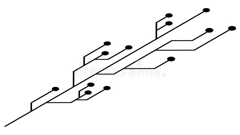 Isometric Printed Circuit Board PCB Tracks Isolated on White Background ...