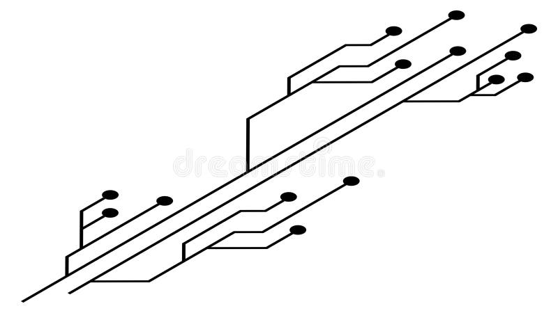 Isometric Printed Circuit Board PCB Tracks Isolated on White Background ...