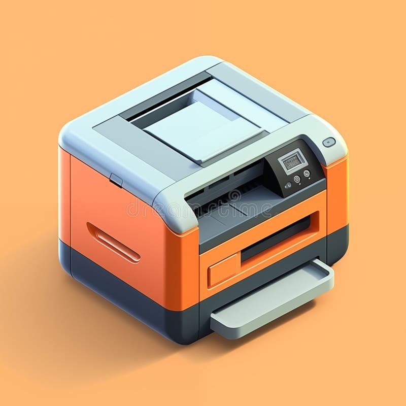 Isometric of Printer Icon. 3D Illustration by Generative Ai Stock Illustration - Illustration of ...