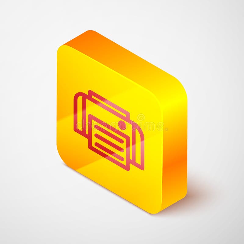 Isometric Printer Icon Isolated on Green Background. White Circle ...